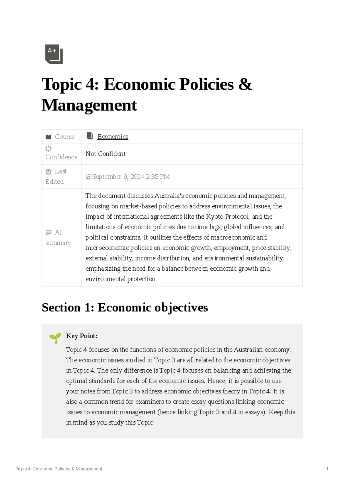 Eco 5 - Full course Notes for Economics - Topic 4: Economic Policies ...