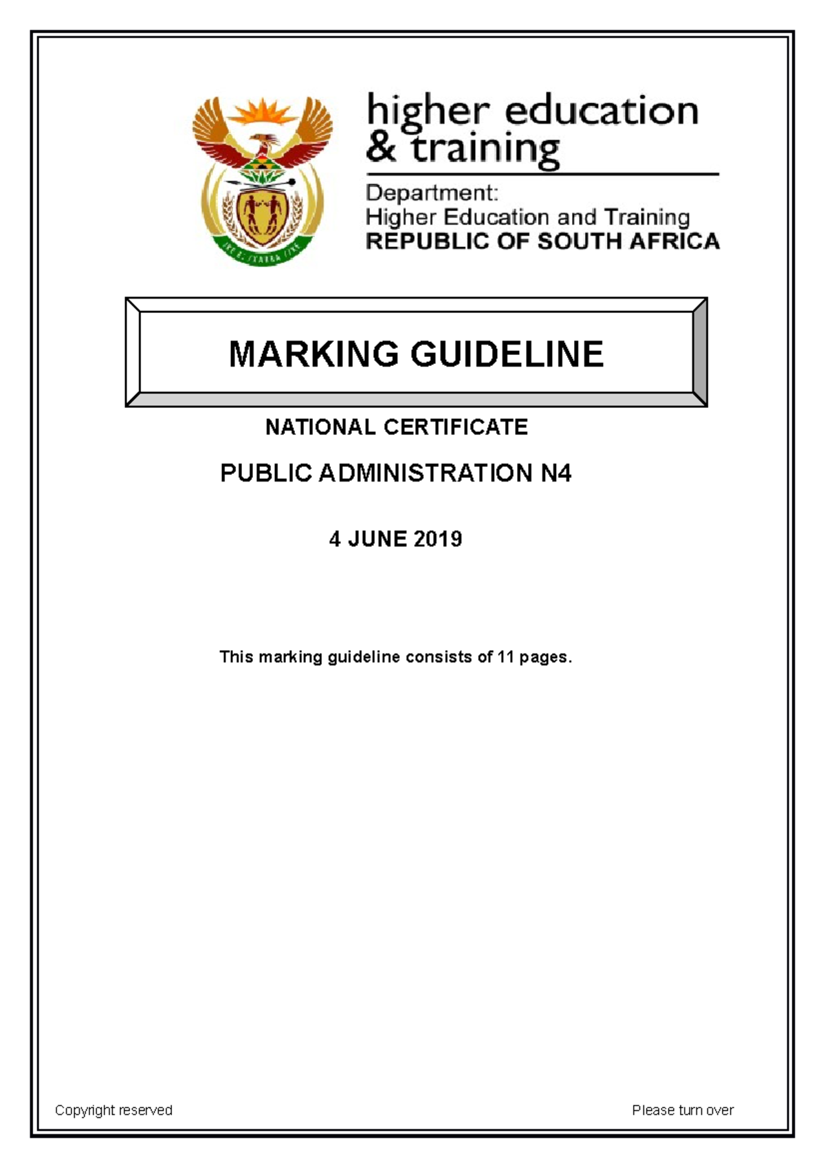N1360 - Public Administration N4 MEMO JUN 2019 - NATIONAL CERTIFICATE ...