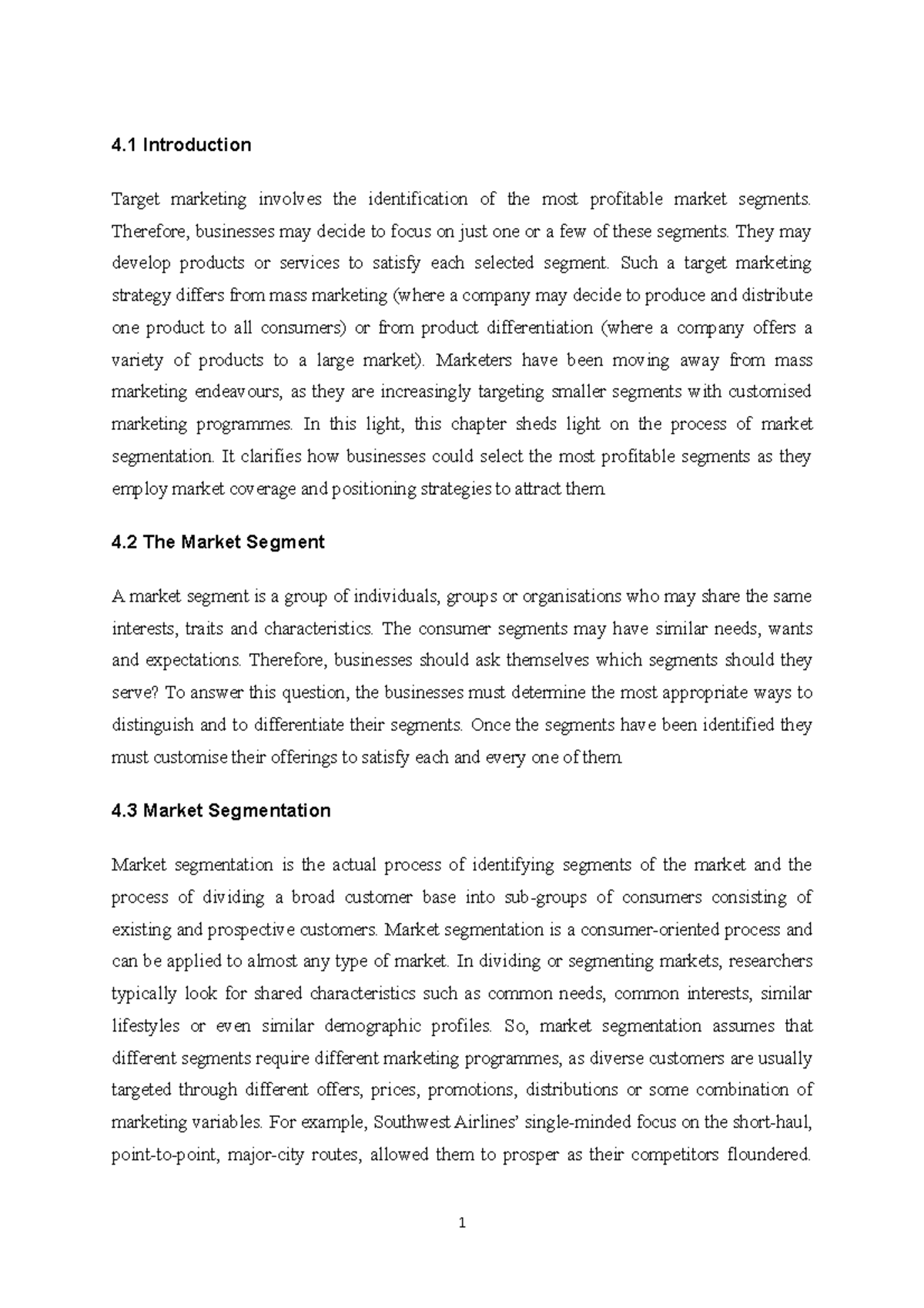Market Segmentation Chapter - 4 Introduction Target marketing involves ...
