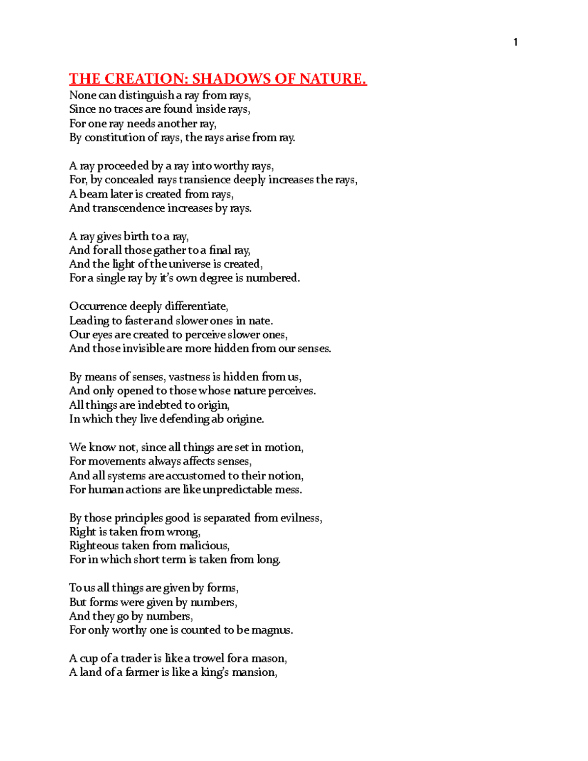 The creation - Michaele Ochung Ochieng of Masters Degree in Arts. Wrote ...