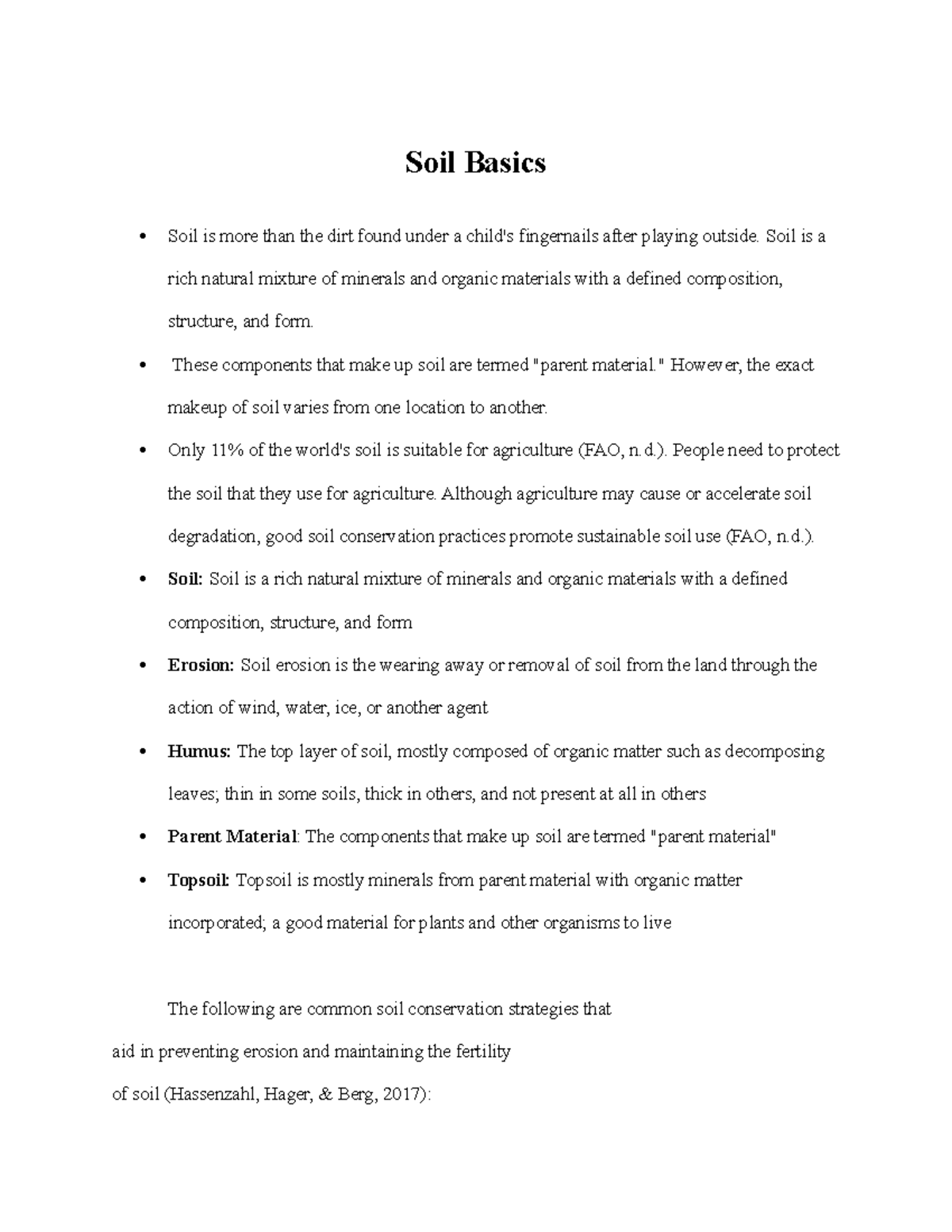 Soil Basics - notes about the earth's soil. - Soil Basics Soil is more ...