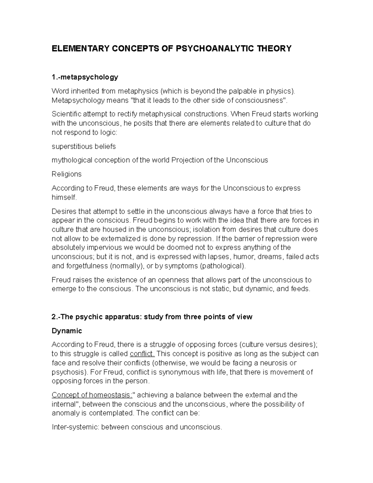 Elementary concepts of psychoanalytic theory - ELEMENTARY CONCEPTS OF ...