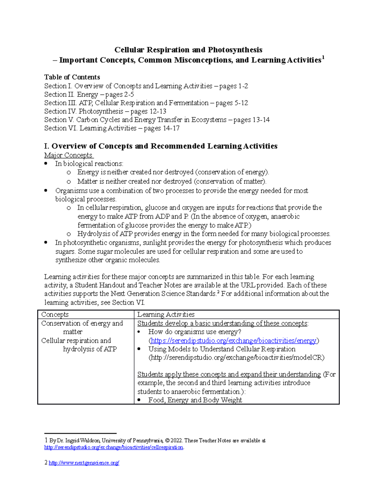 Cellular Resp Photo Overview - Cellular Respiration and Photosynthesis ...