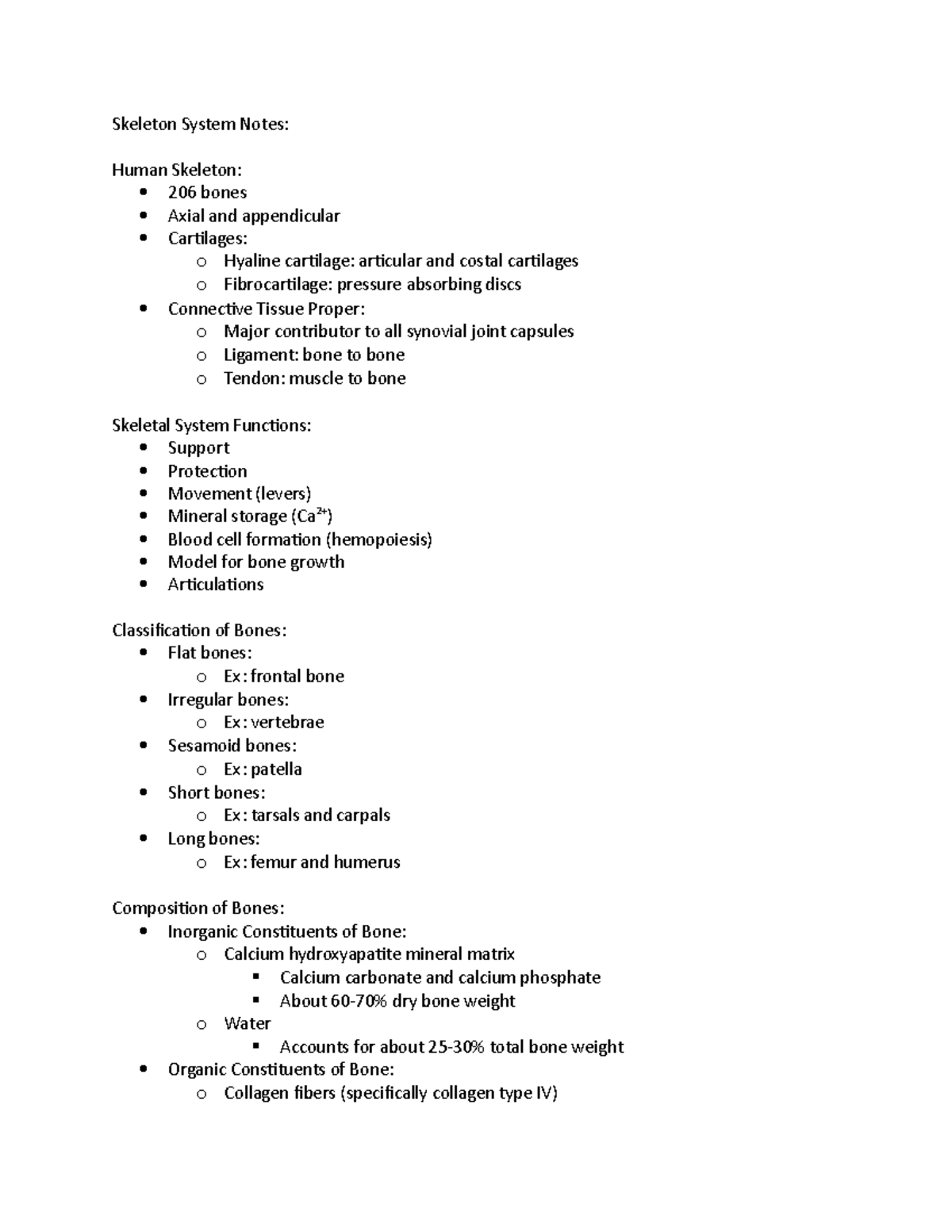 Skeleton System Notes - Necessary info for tests - Skeleton System ...