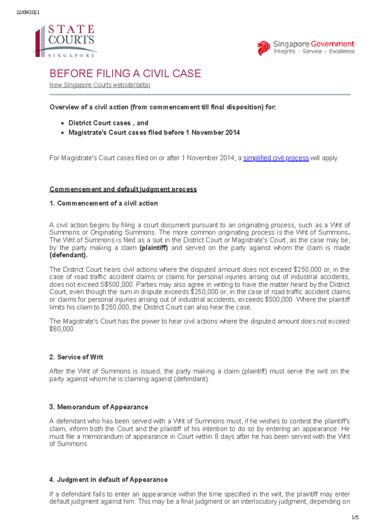 Before filing a civil case - Overview of a civil action (from ...