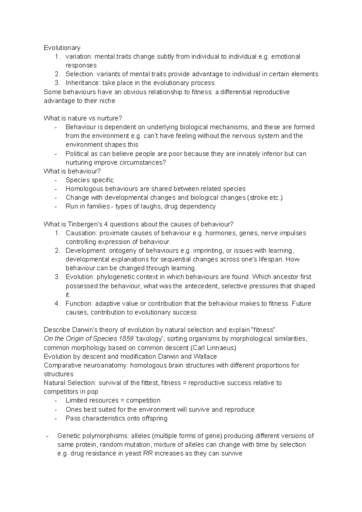 Evolutionary PSYC2015 - Evolutionary 1. variation: mental traits change ...