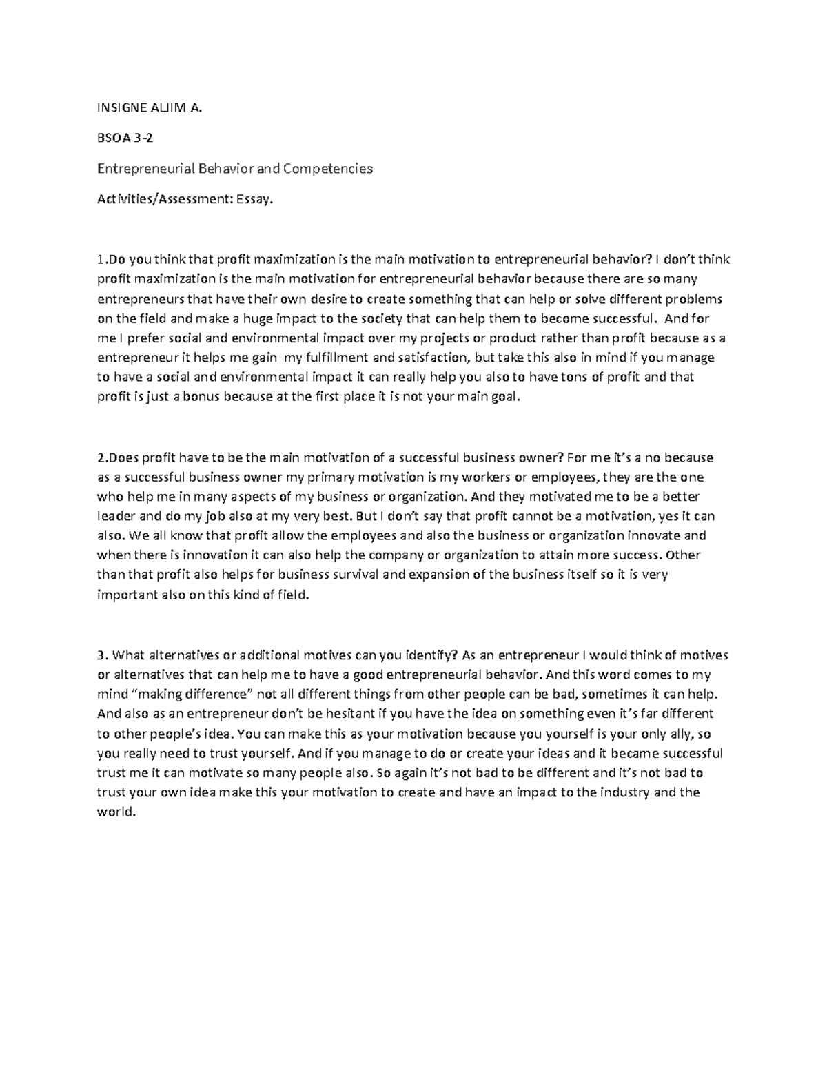 Insigne Aljim A. Entrep BSOA 3-2 - Office Administration - PUP - Studocu