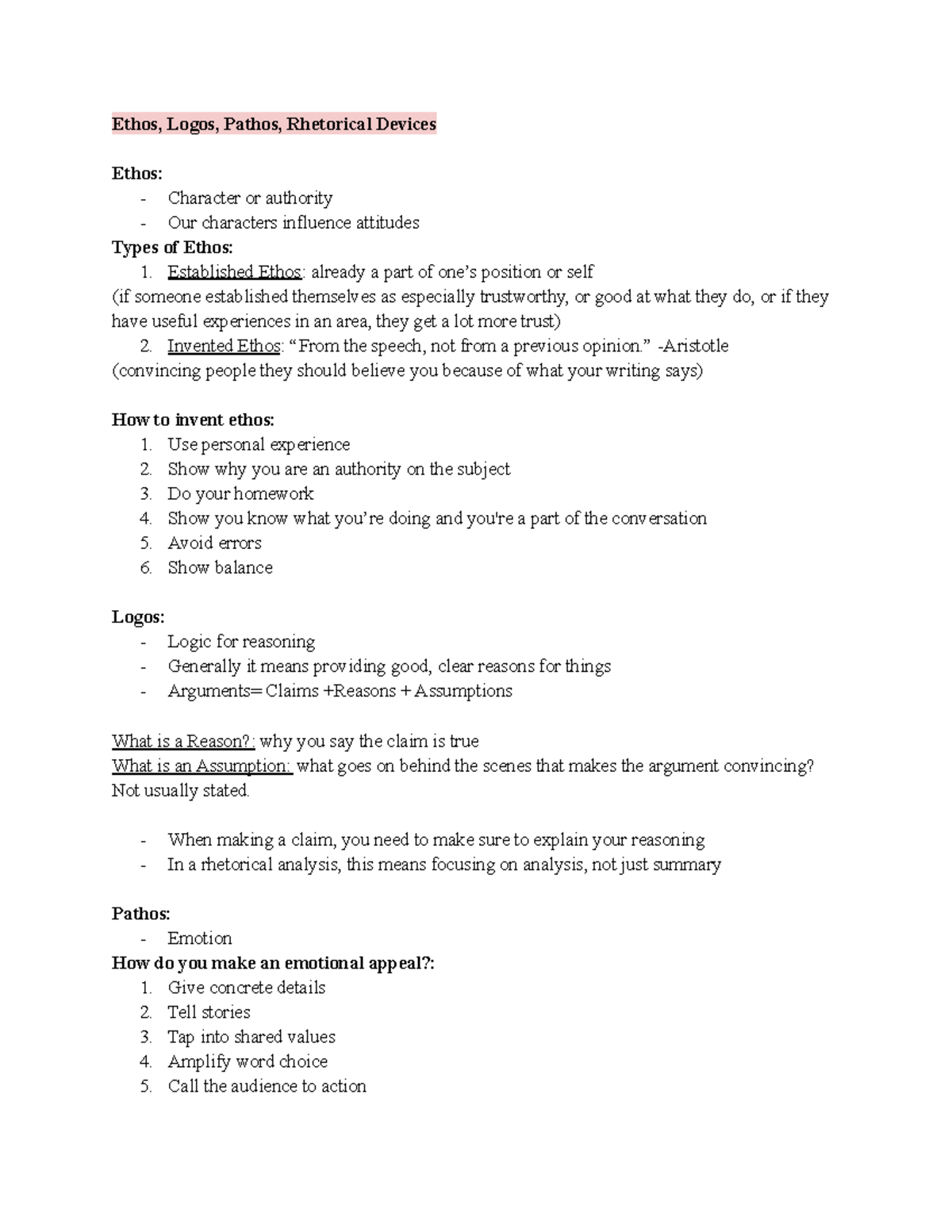 Ethos, Logos, Pathos, Rhetorical Devices - Ethos, Logos, Pathos ...