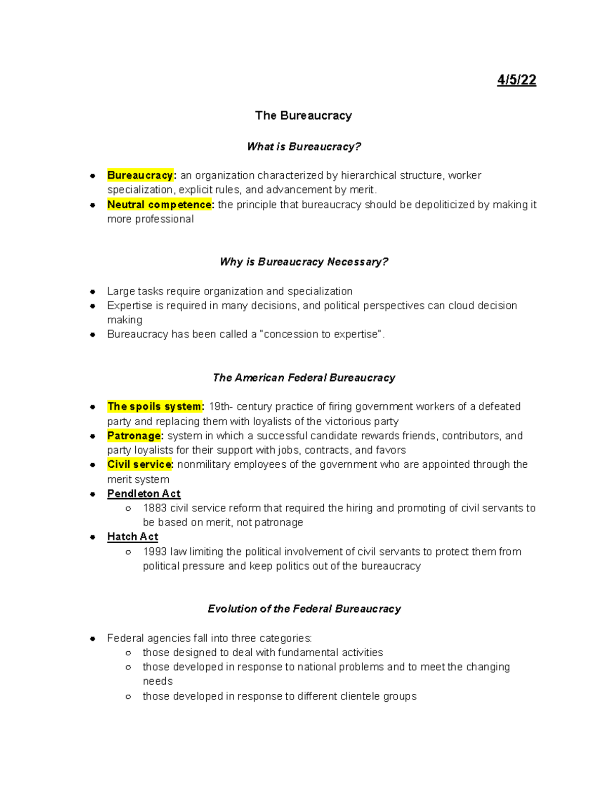 The Bureaucracy - Professor Curry - 4/5/ The Bureaucracy What is ...