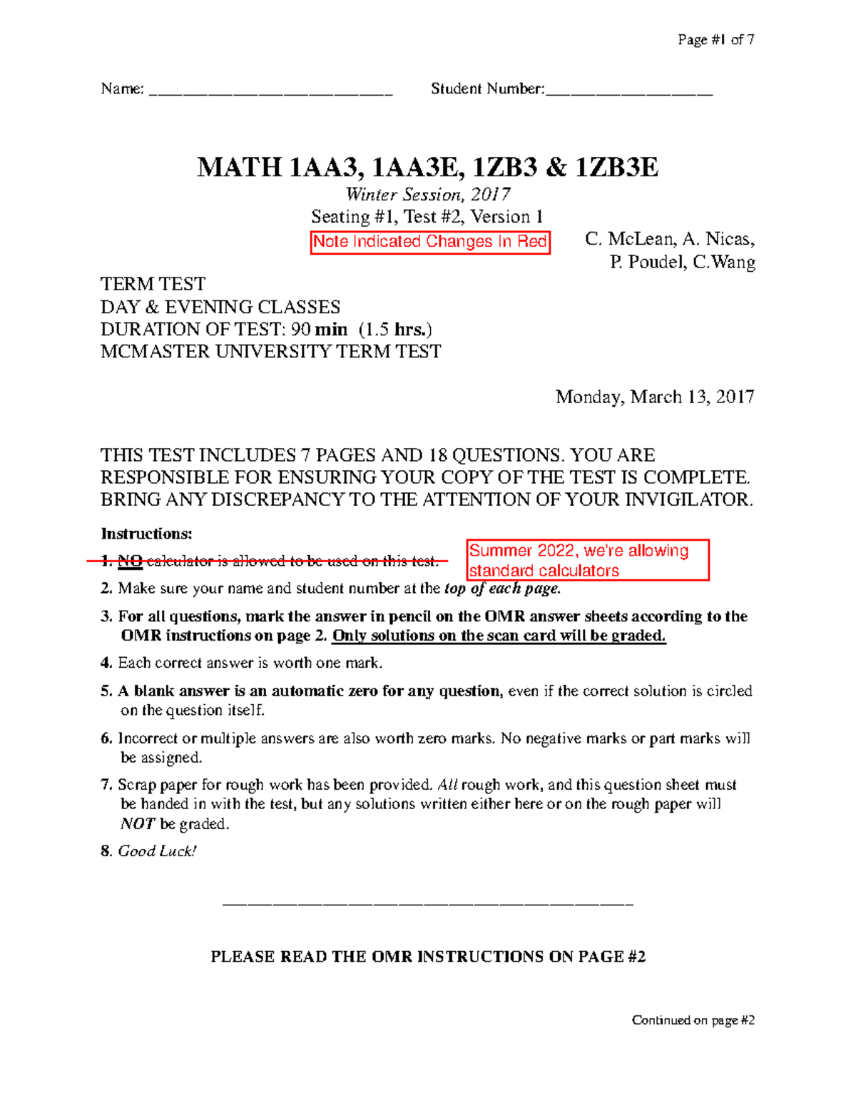 Test 2 Sample Alternate - Updated July 15 - Name ...