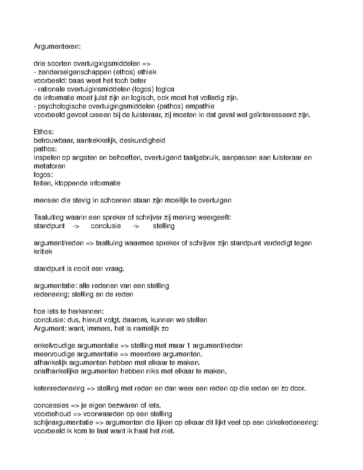 Samenvatting argumentatie - Argumenteren: drie soorten ...
