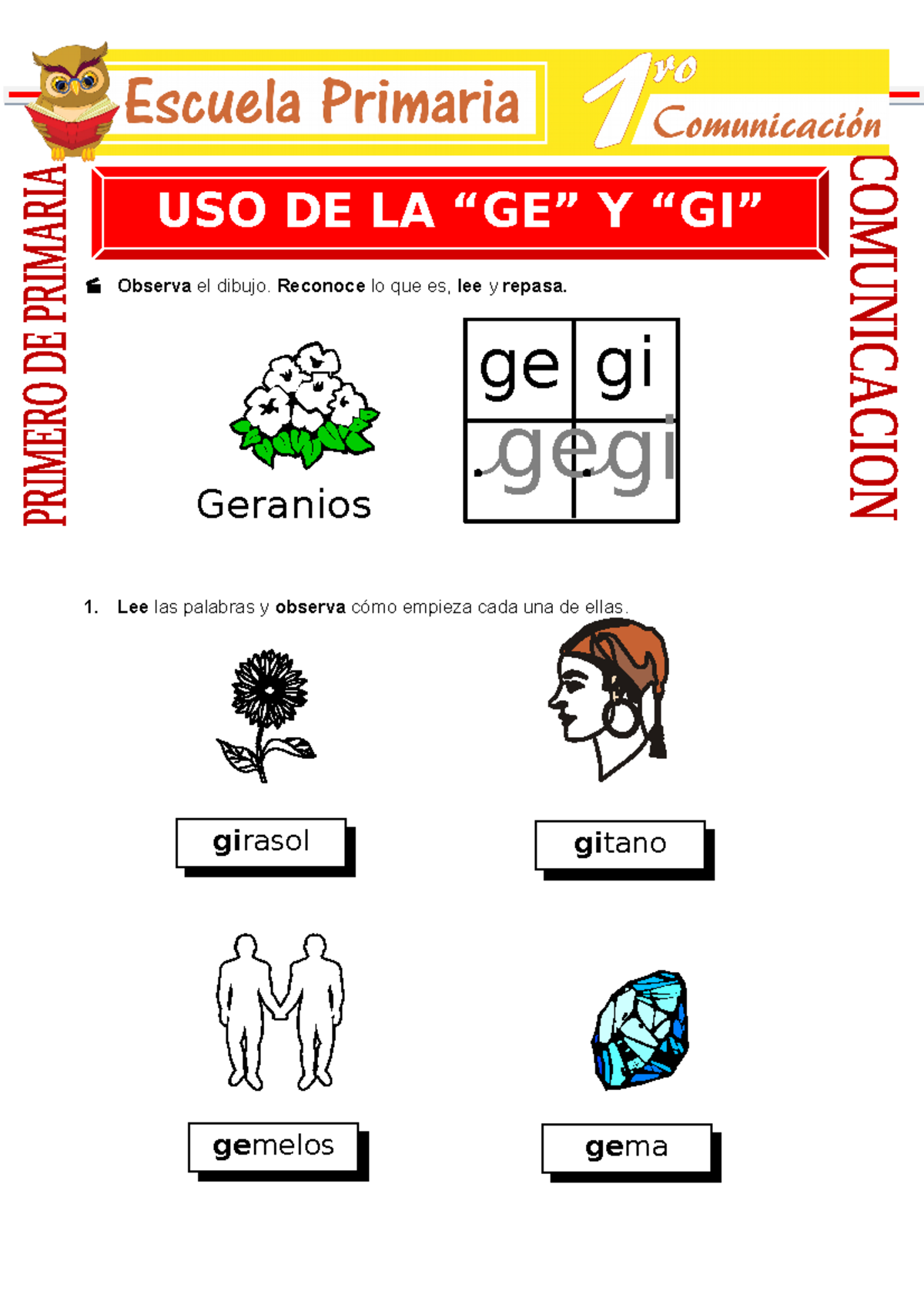 Uso de la Ge y Gi para Primero de Primaria - Primero de Primaria ...