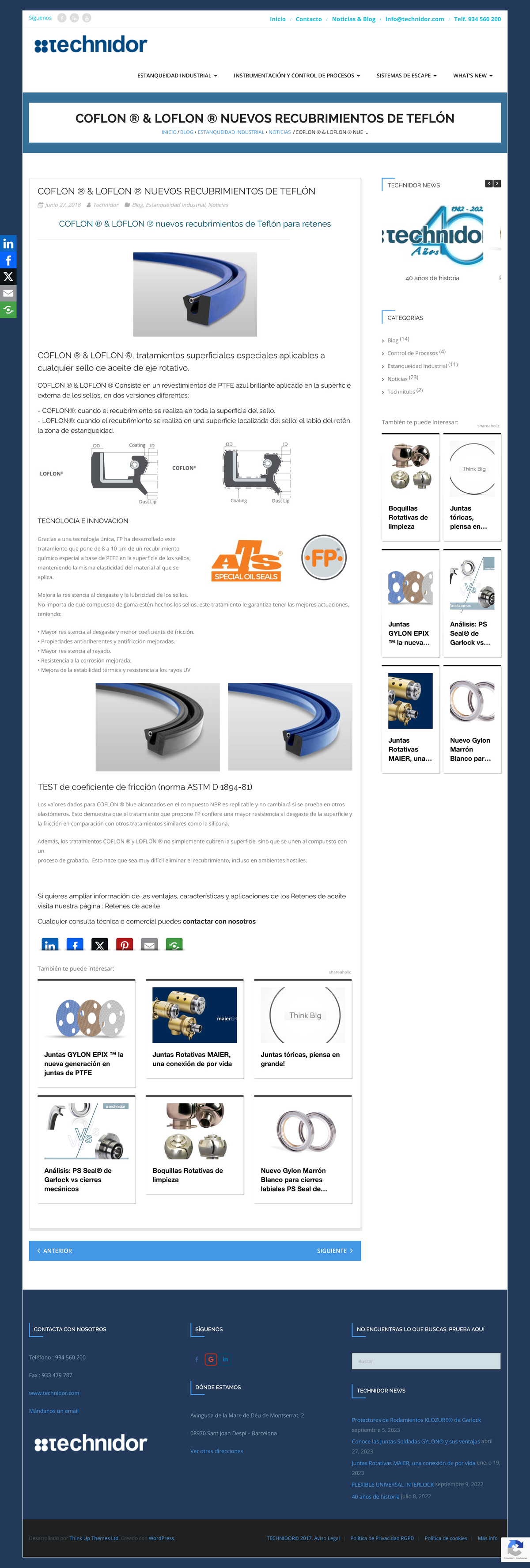 Coflon ® & Loflon ® nuevos recubrimientos de Teflón para retenes ...