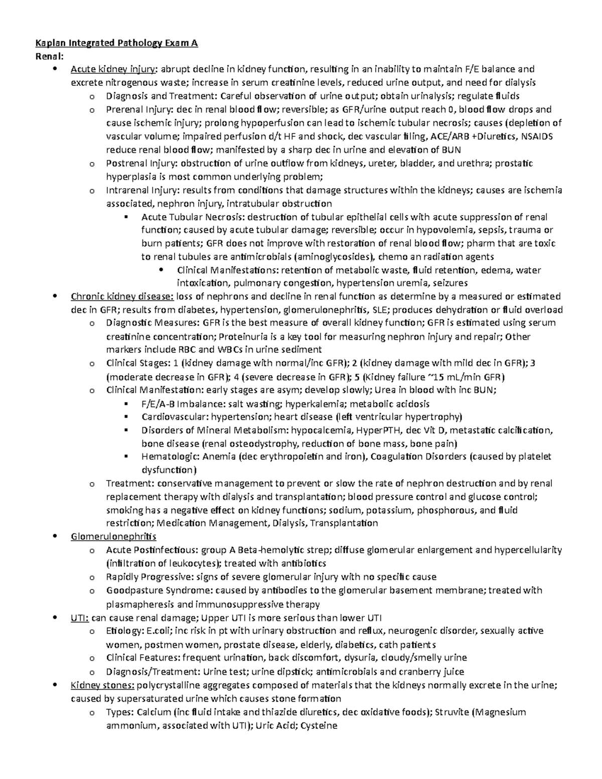 Pathology Final Exam Study Guide - Kaplan Integrated Pathology Exam A ...