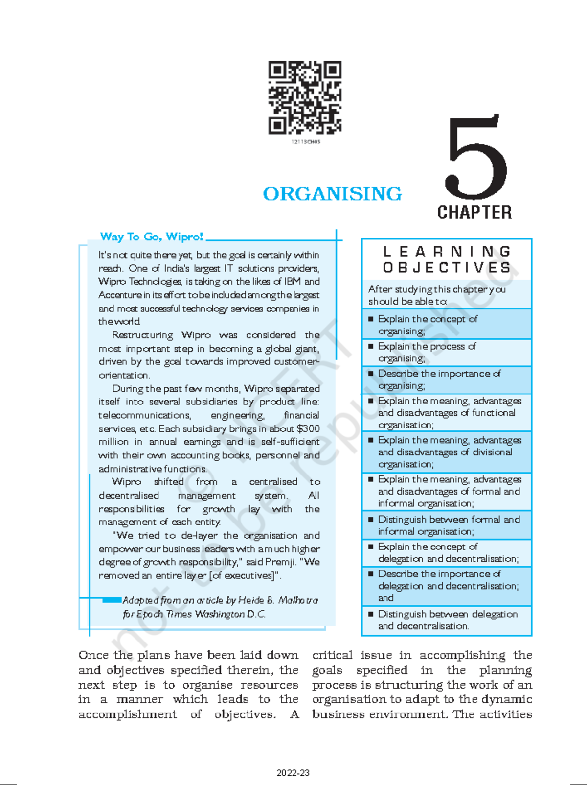 Lebs105 - NCERT for reference - ORGANISING CHAPTER 5 It’s not quite ...