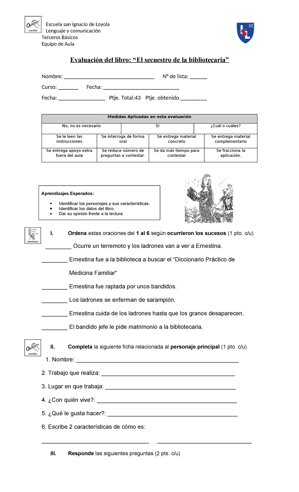 Prueba libro el fantasma de la casa rodante - Escuela san Ignacio de ...