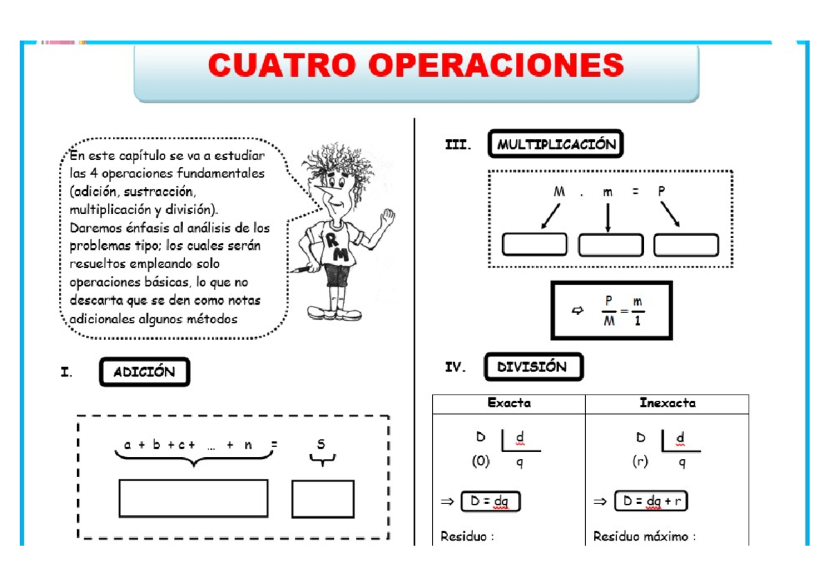 Muestra de ficha de cuatro operaciones actividades de razonamiento ...