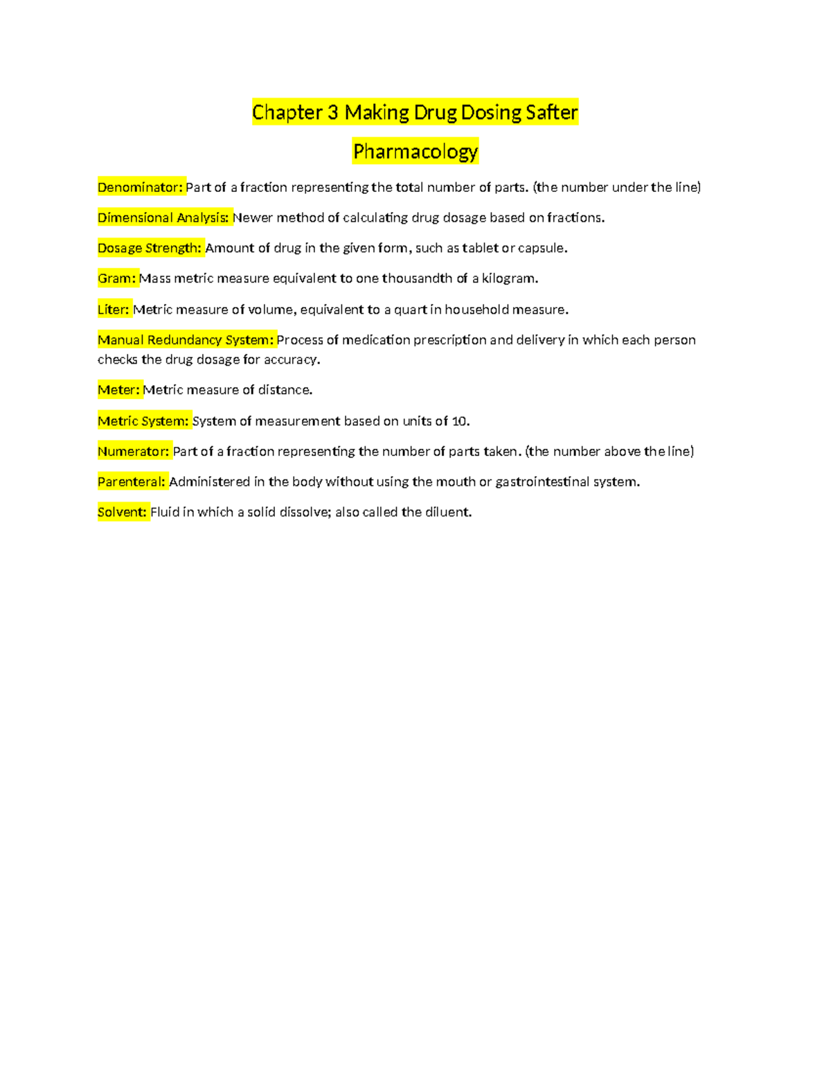 Ch 3 Pharm - Notes - Chapter 3 Making Drug Dosing Safter Pharmacology ...
