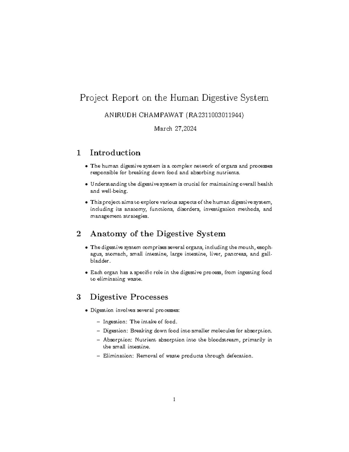 Human Digestive System - Project Report on the Human Digestive System ...