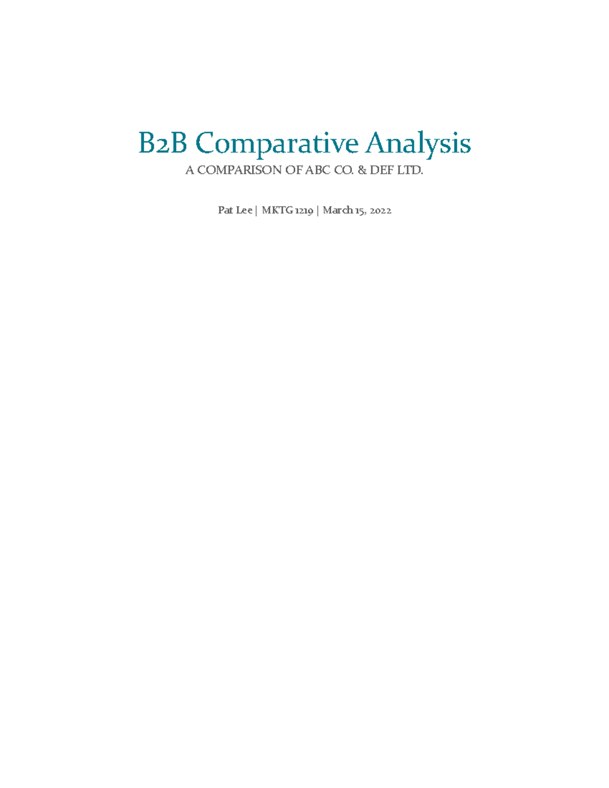 B2B Comparative Analysis - Assignment 1 Template - B2B Comparative ...