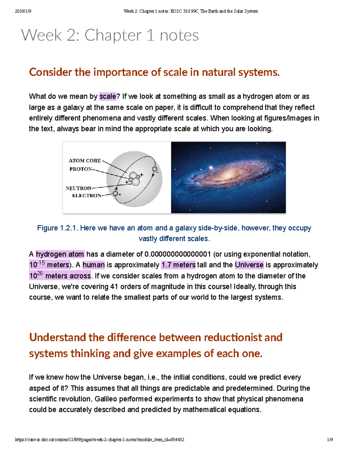 Week 2- Chapter 1 notes - 2019/1/9 Week 2: Chapter 1 notes: EOSC 310 ...