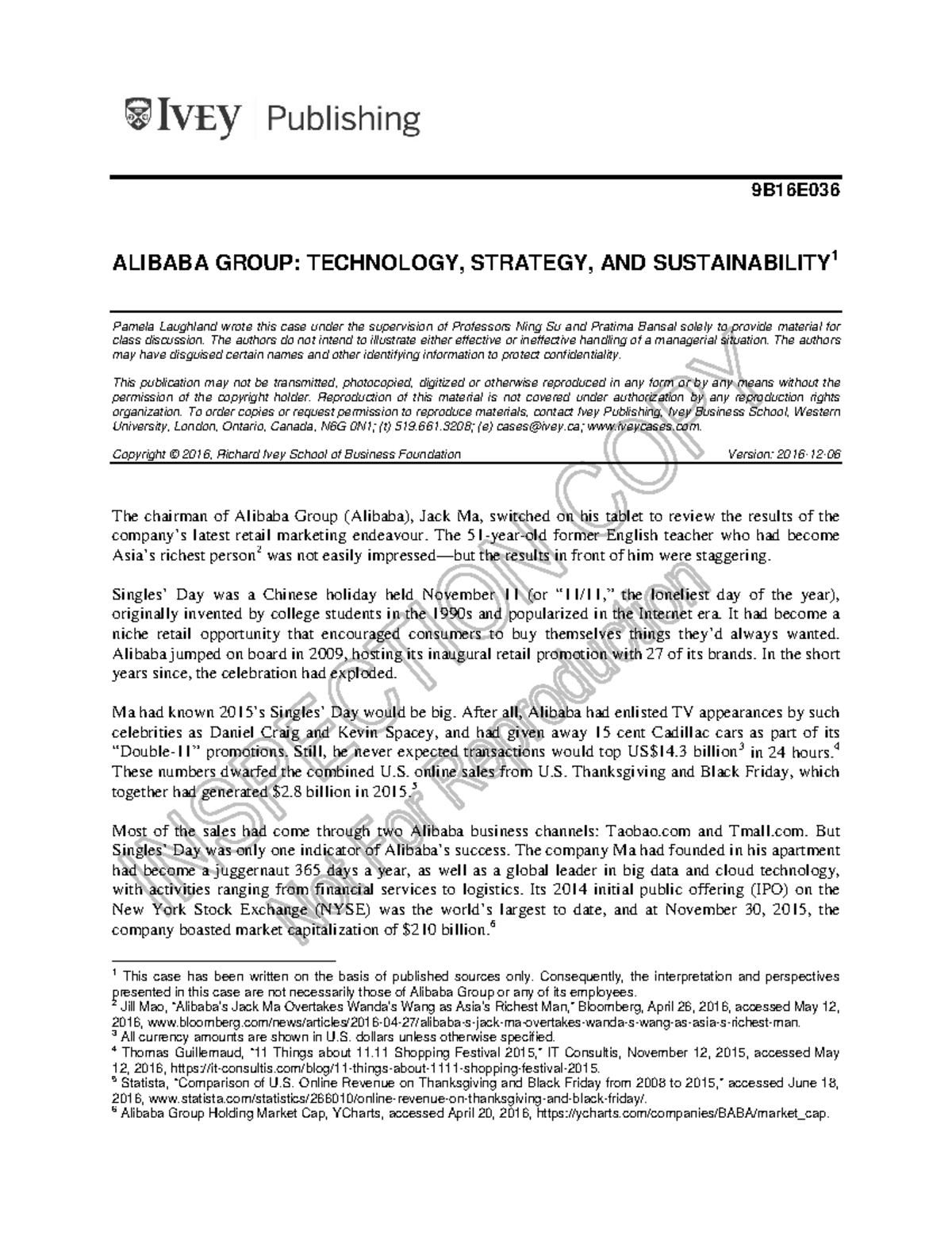 Alibaba Group: Technology Strategy and Sustainability - Studocu