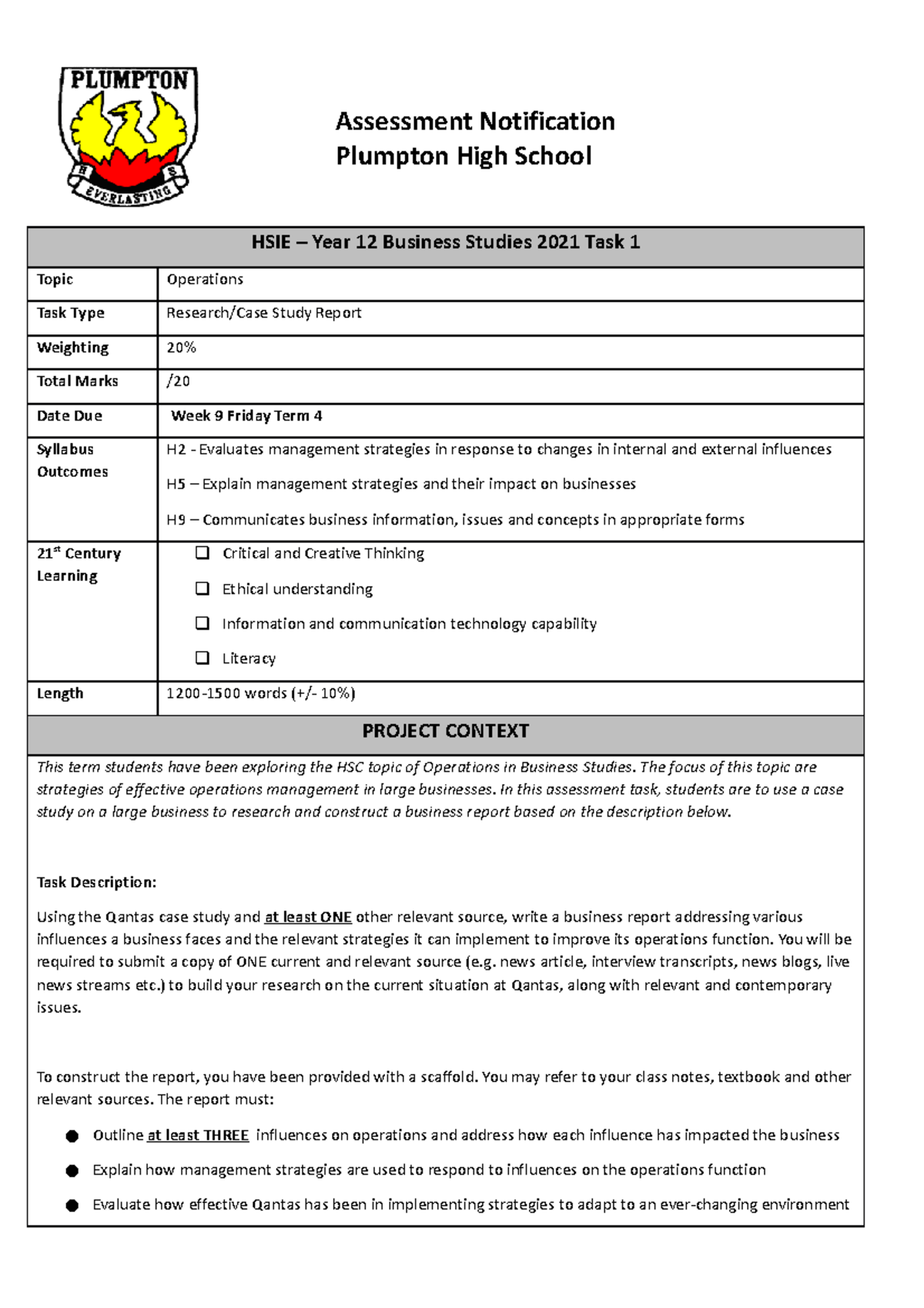 Assessment Task 1 2021- new Operations - Research Case Study Report ...