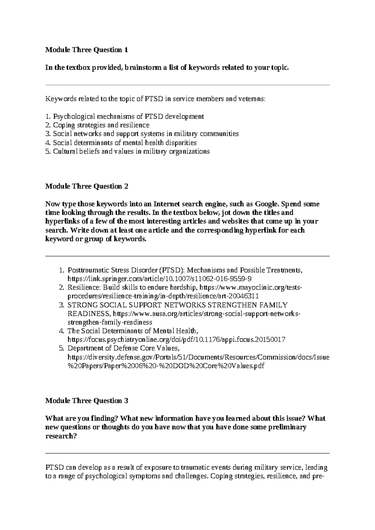 Macie Frederick SCS 200 Applied Social Sciences - Module Three Question 1 In the textbox ...