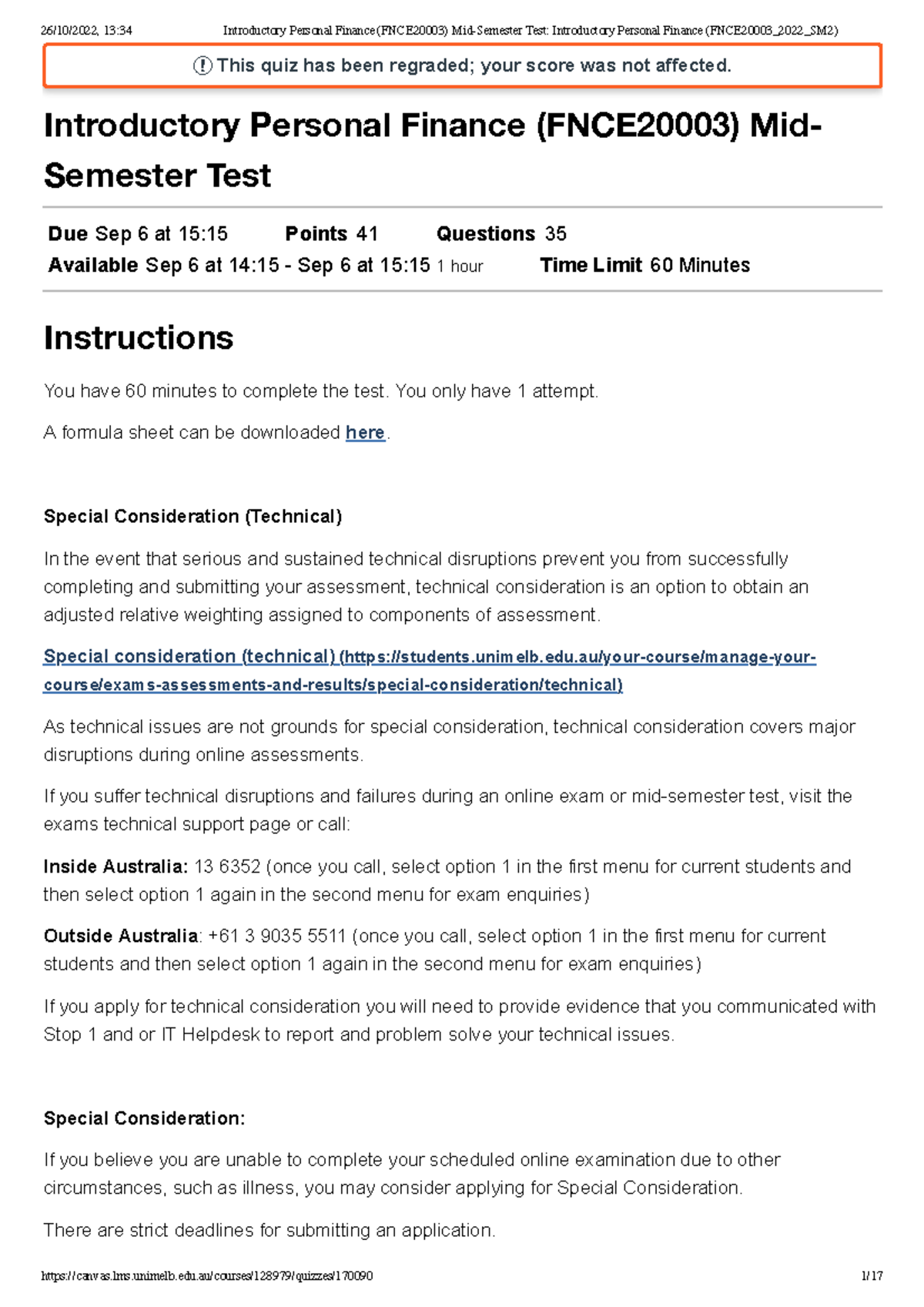 Introductory Personal Finance (FNCE2000 3) Mid-Semester Test ...