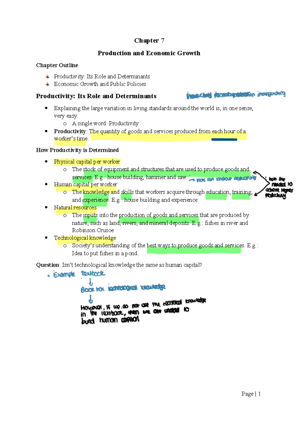 Chapter 7: Production and Economic Growth - Chapter 7 Production and ...