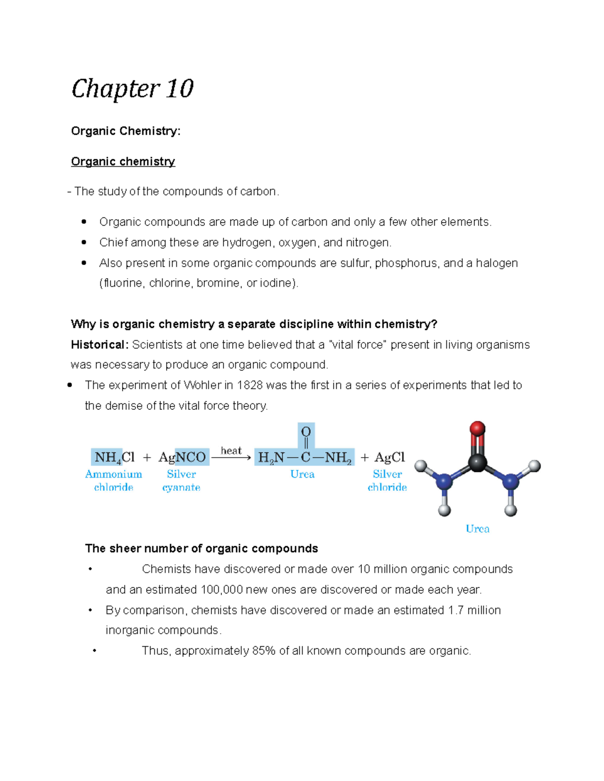 Midterms note - note - Chapter 10 Organic Chemistry: Organic chemistry ...