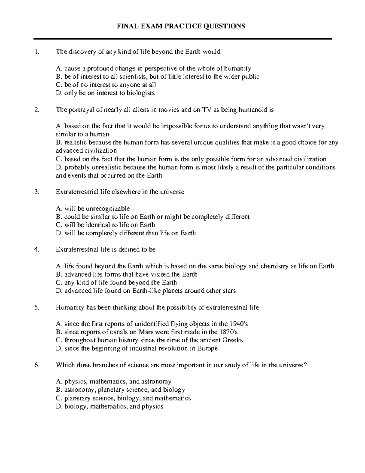 ASTR 1830 Final Exam Practice Questions - Copy - The discovery of any ...