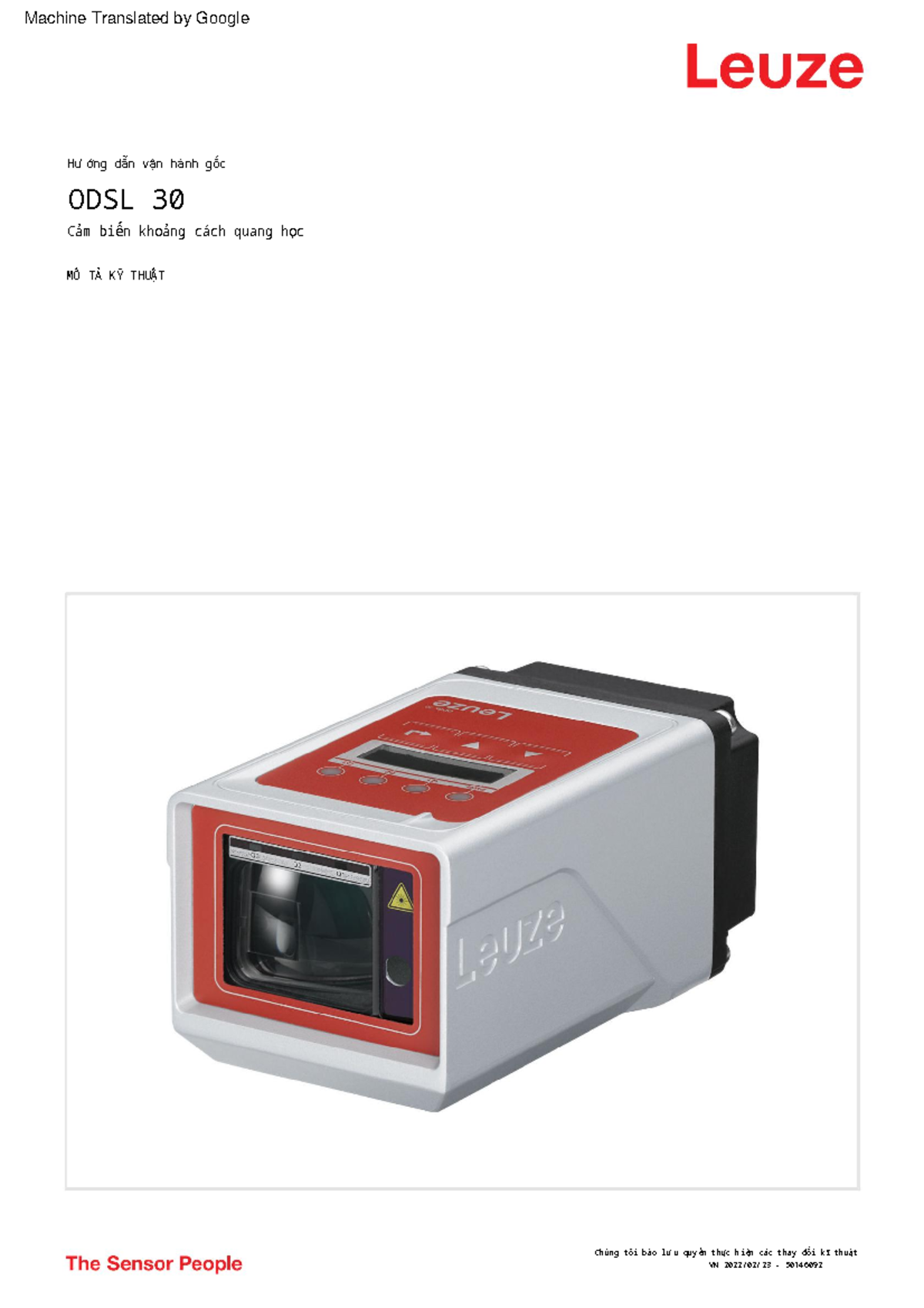 ODSL30 tai lieu - Hướng dẫn vận hành gốc MÔ TẢ KỸ THUẬT Cảm biến khoảng ...