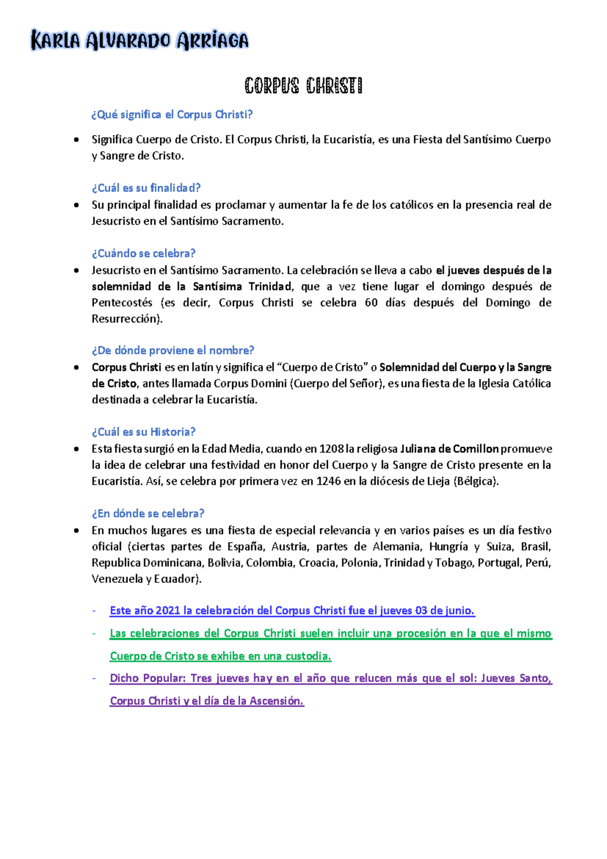 Corpus Christi - ¿Qué significa el Corpus Christi? Significa Cuerpo de Cristo. El Corpus Christi ...
