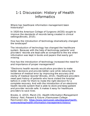 Module Three Activity - Healthcare informatics - What is an EHR ...