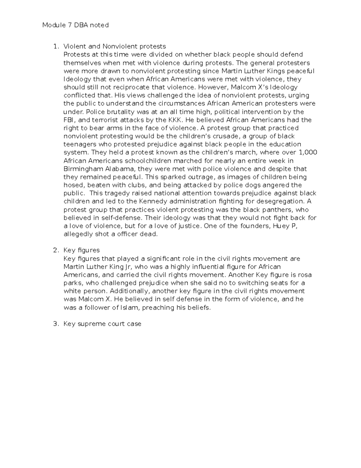 Violent and Nonviolent protests - Module 7 DBA noted 1. Violent and ...