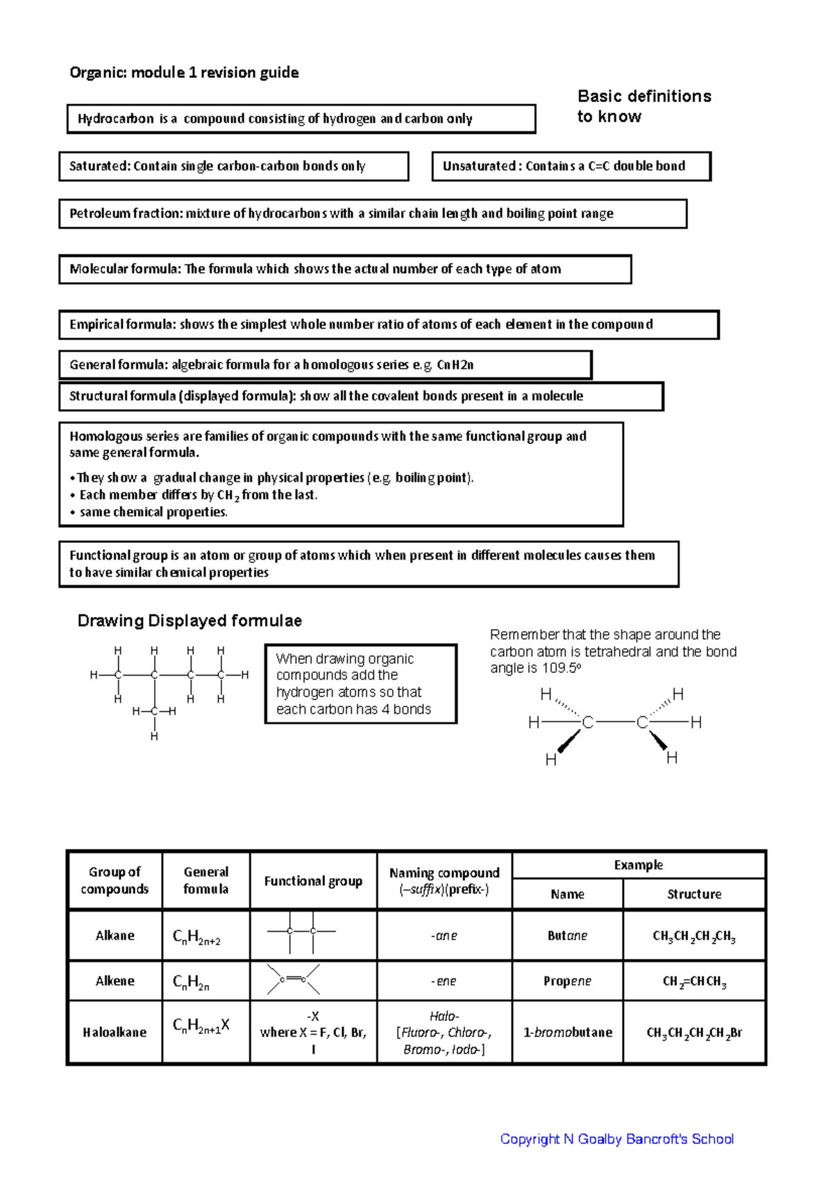 Mod 1 revision guide organic - Hydrocarbon is a compound consisting of ...