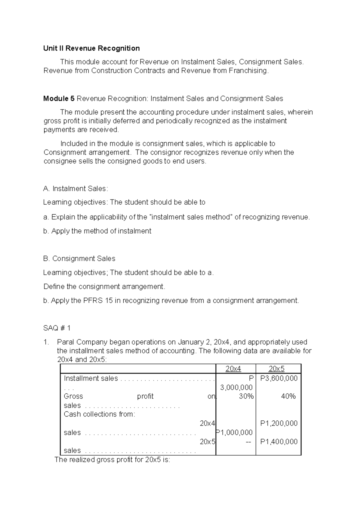 Instalment Sales and Consignment Sales - Revenue from Construction ...