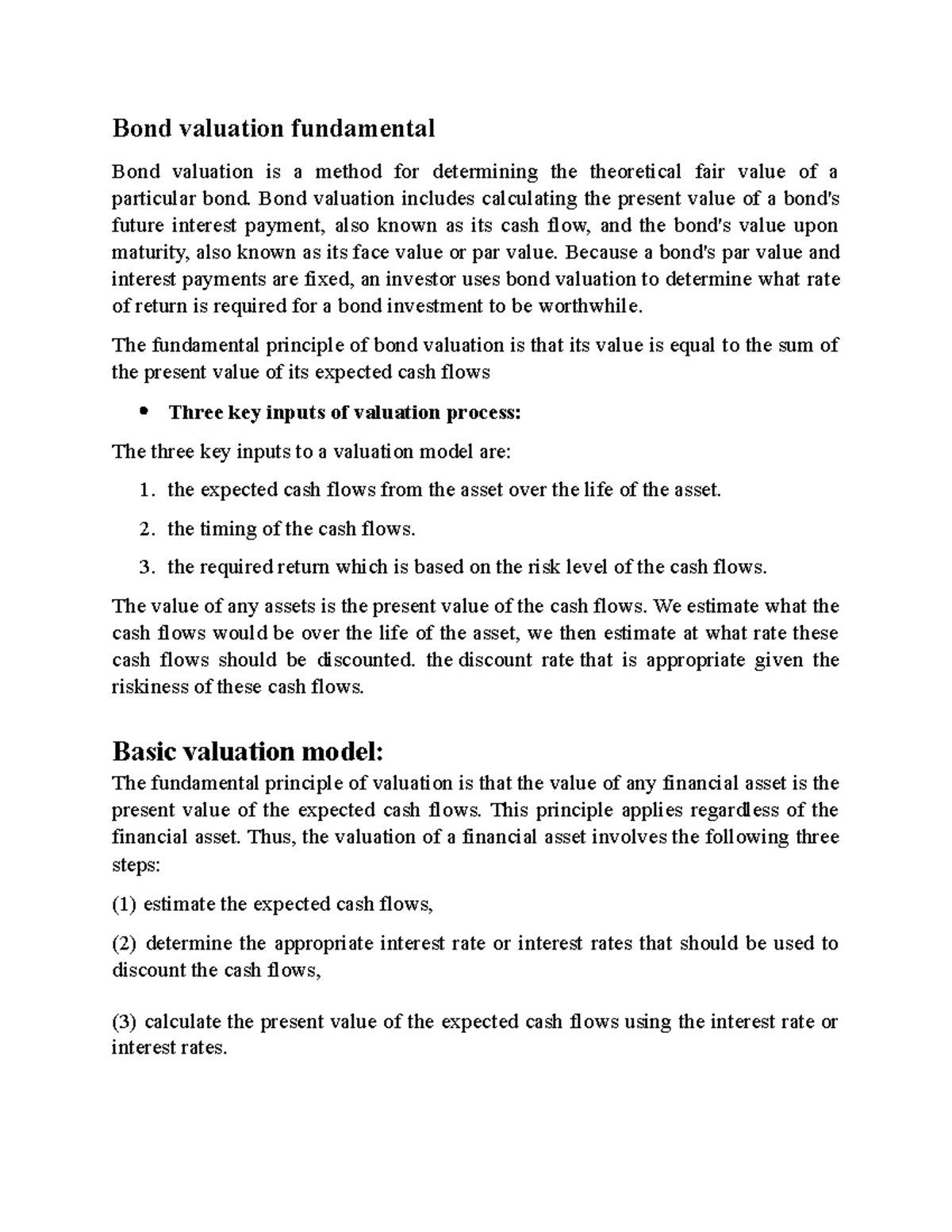 Finanace assingment final cut - Bond valuation fundamental Bond ...
