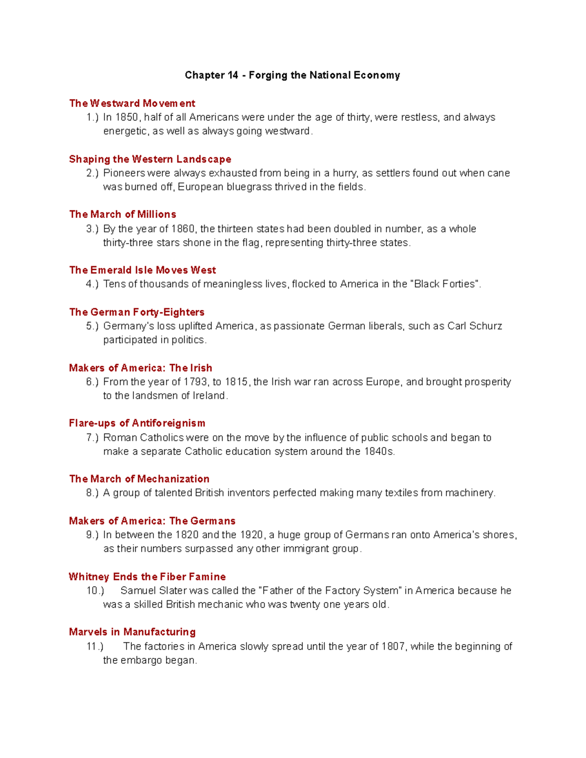 Ch. 14 Subsection Summaries (20 subsections in the chapter) - Chapter ...