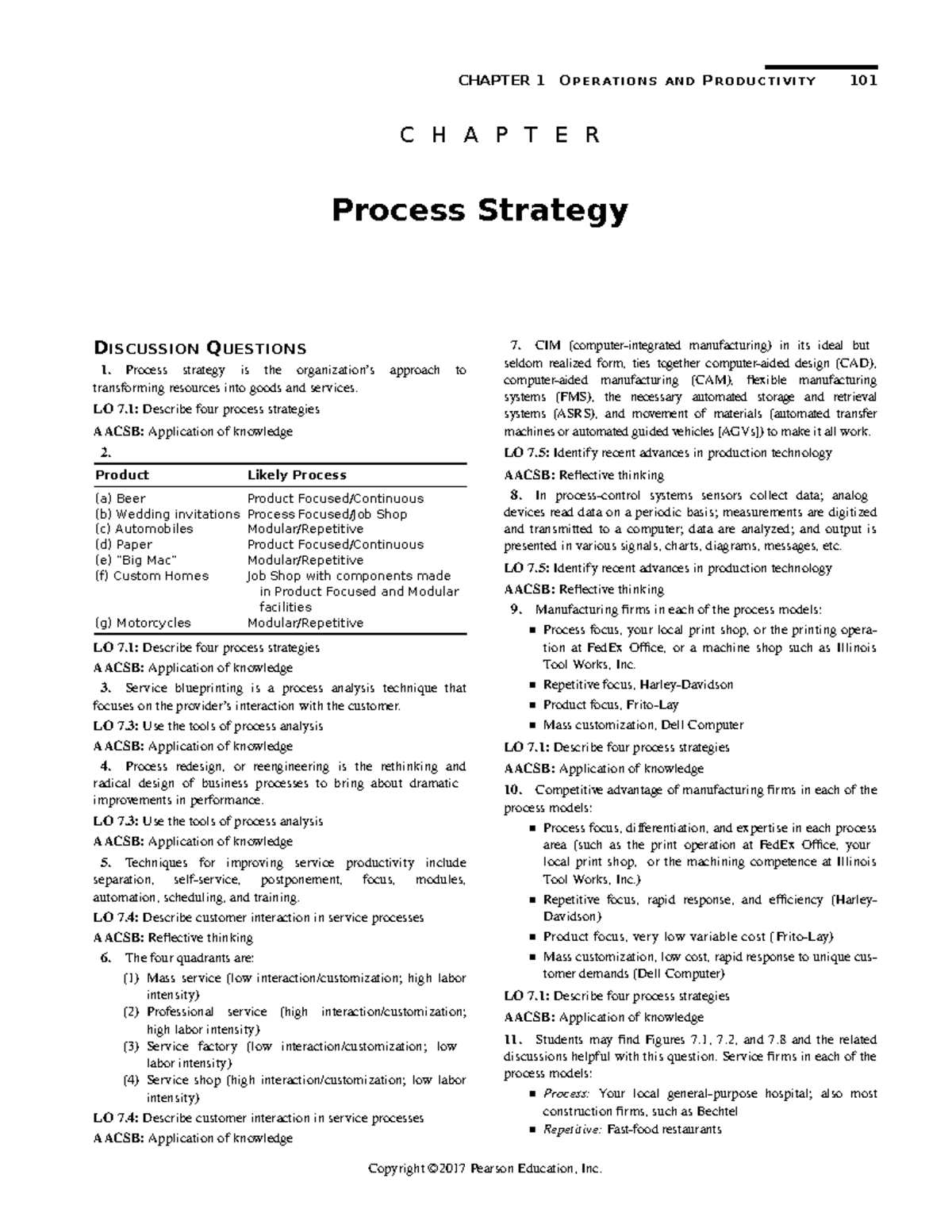 Hr om12 ism ch07 - homework summary - 7 C H A P T E R Process Strategy ...