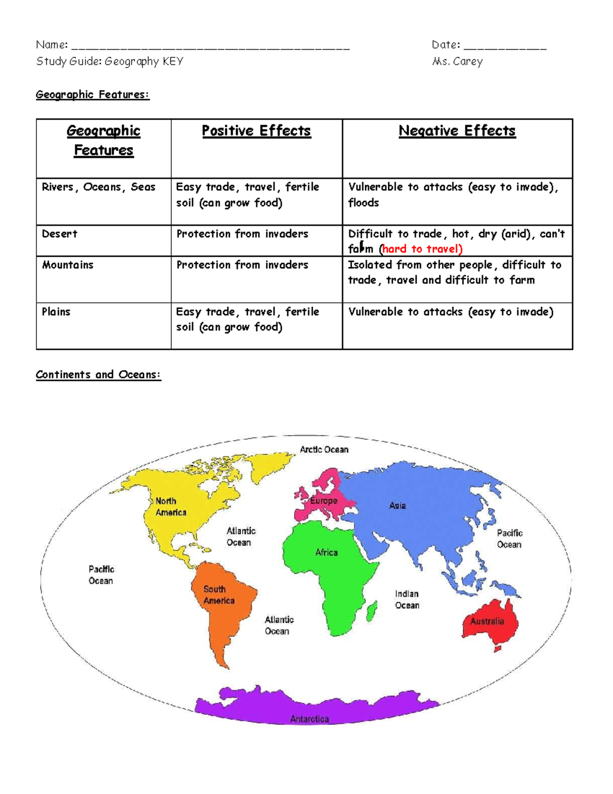 Geography Study Guide key - Name ...