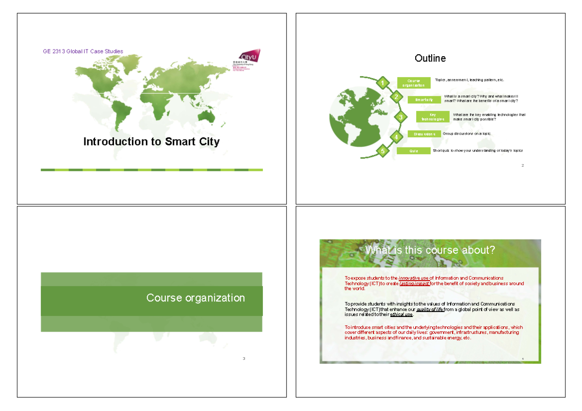 1. Introduction to Smart City - Introduction to Smart City GE 2313 ...