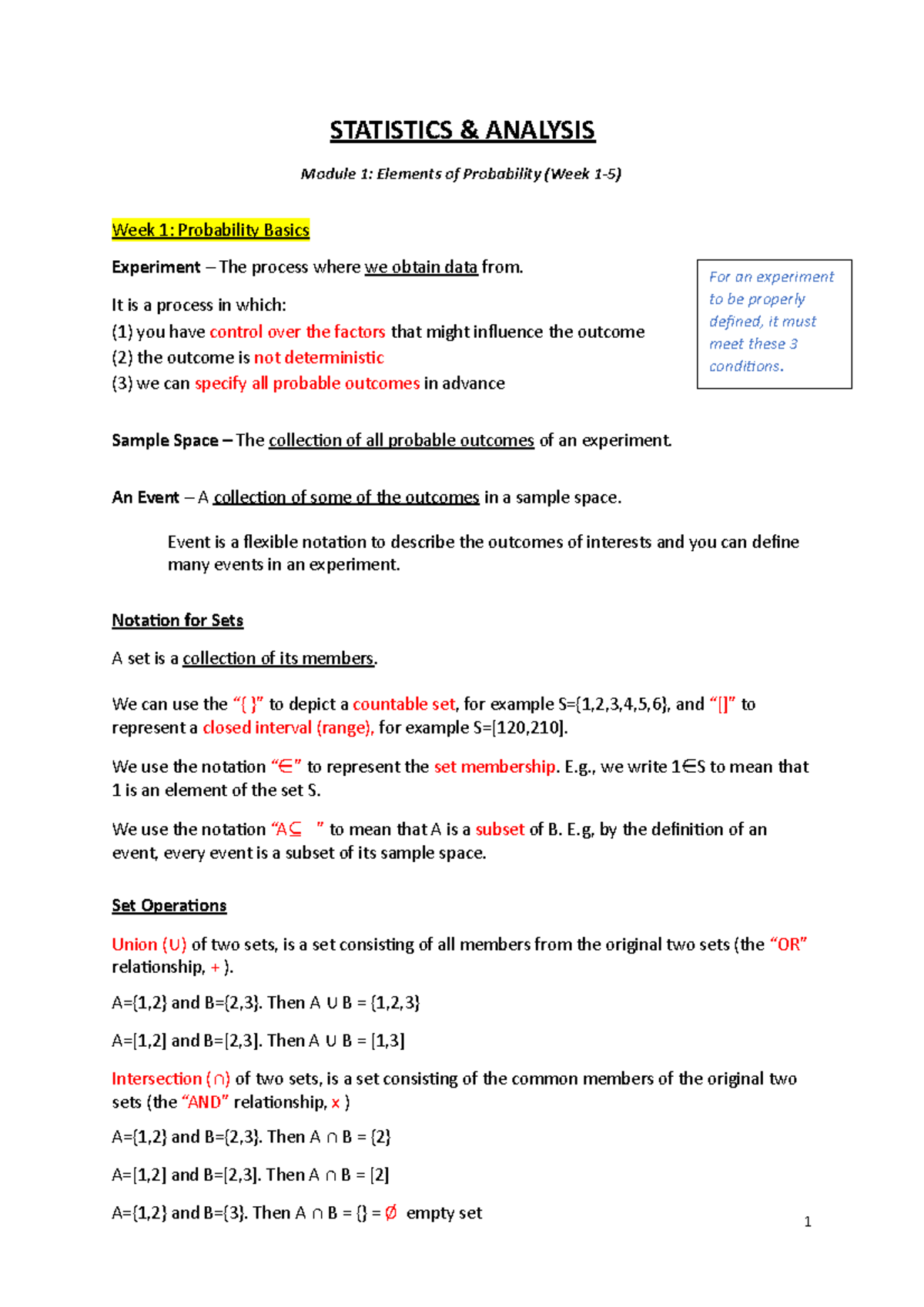 Statistics Module 1 Notes - AB1202 - NTU - Studocu