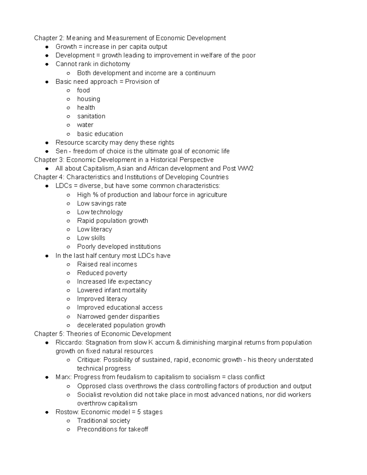 Notes on Economic Development Chapter summaries - Chapter 2: Meaning ...