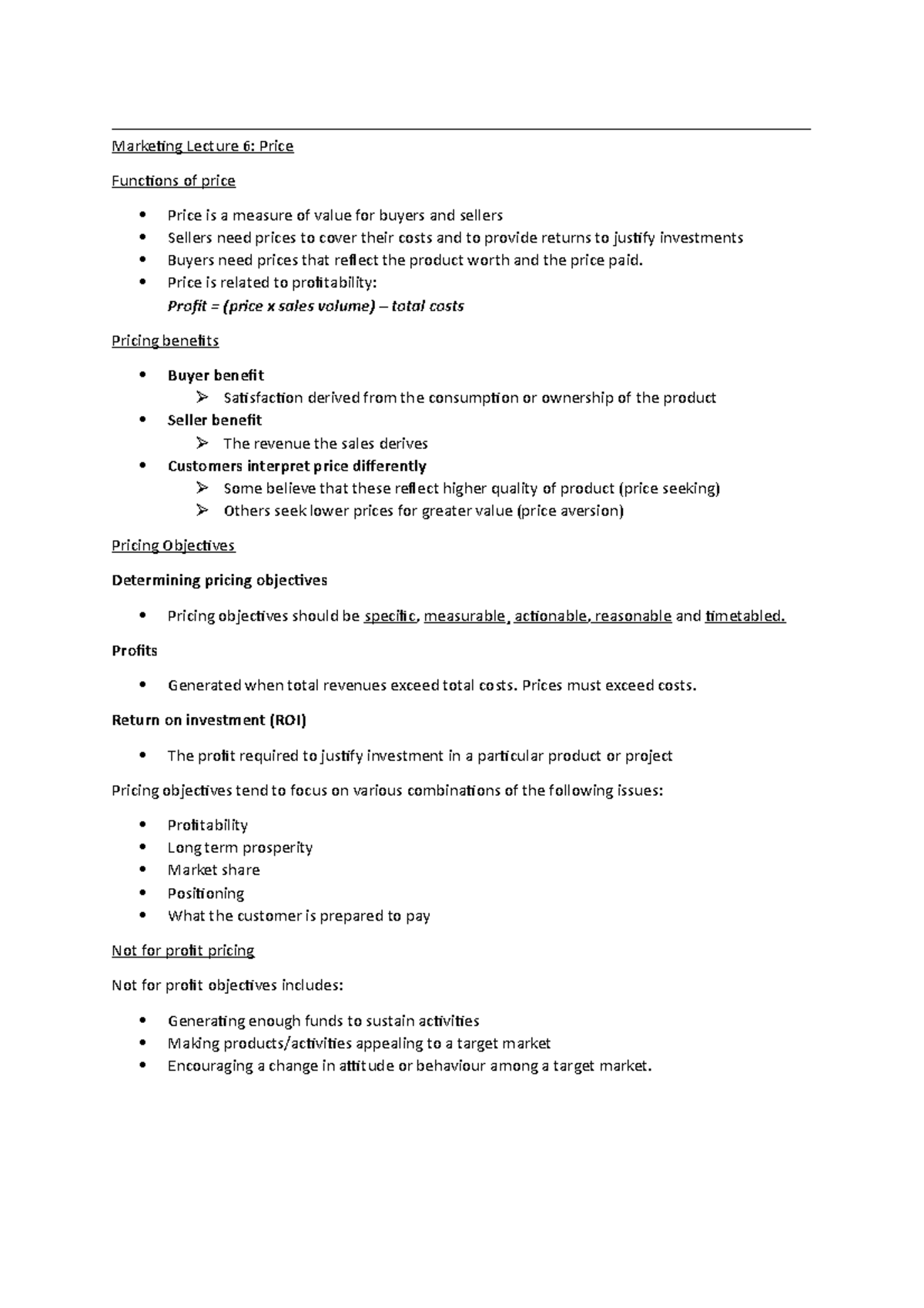 Marketing Lecture 6 Price Is Related To Profitability Profit marketing-lecture-6-price-is-related-to-profitability-profit