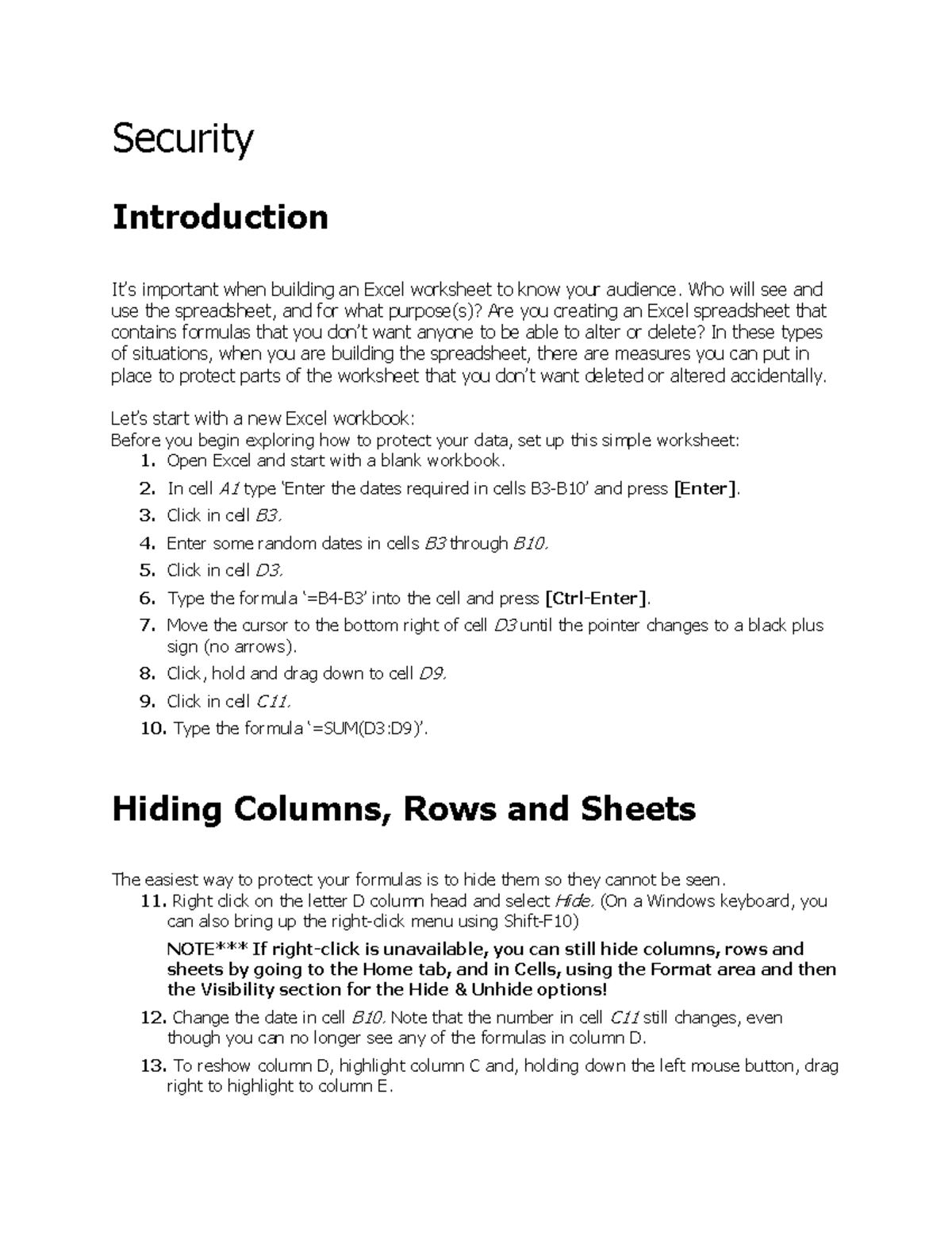 Security for excel - Security Introduction It’s important when building ...