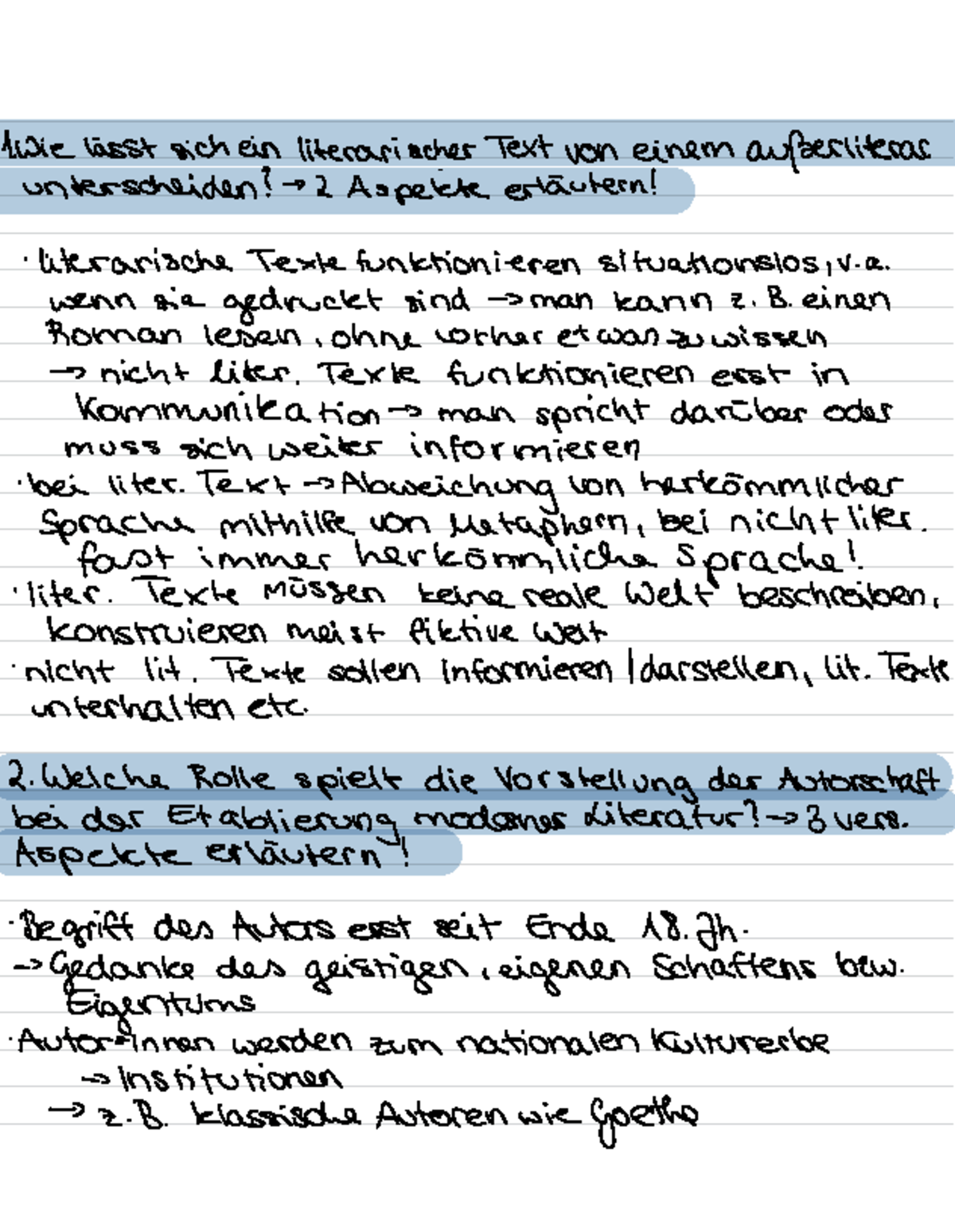 Fragen NDL - 1. Wie lässt sich ein literarischer Text von einem ...