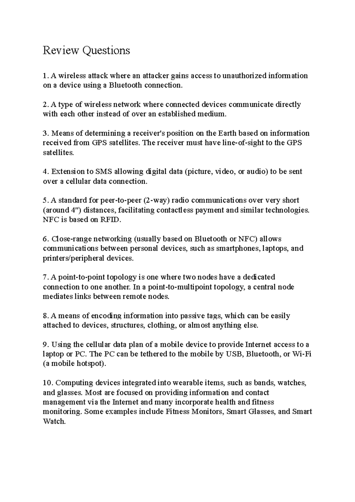 Implement Secure Mobile Device Connections Review Questions - Review Questions A wireless attack ...