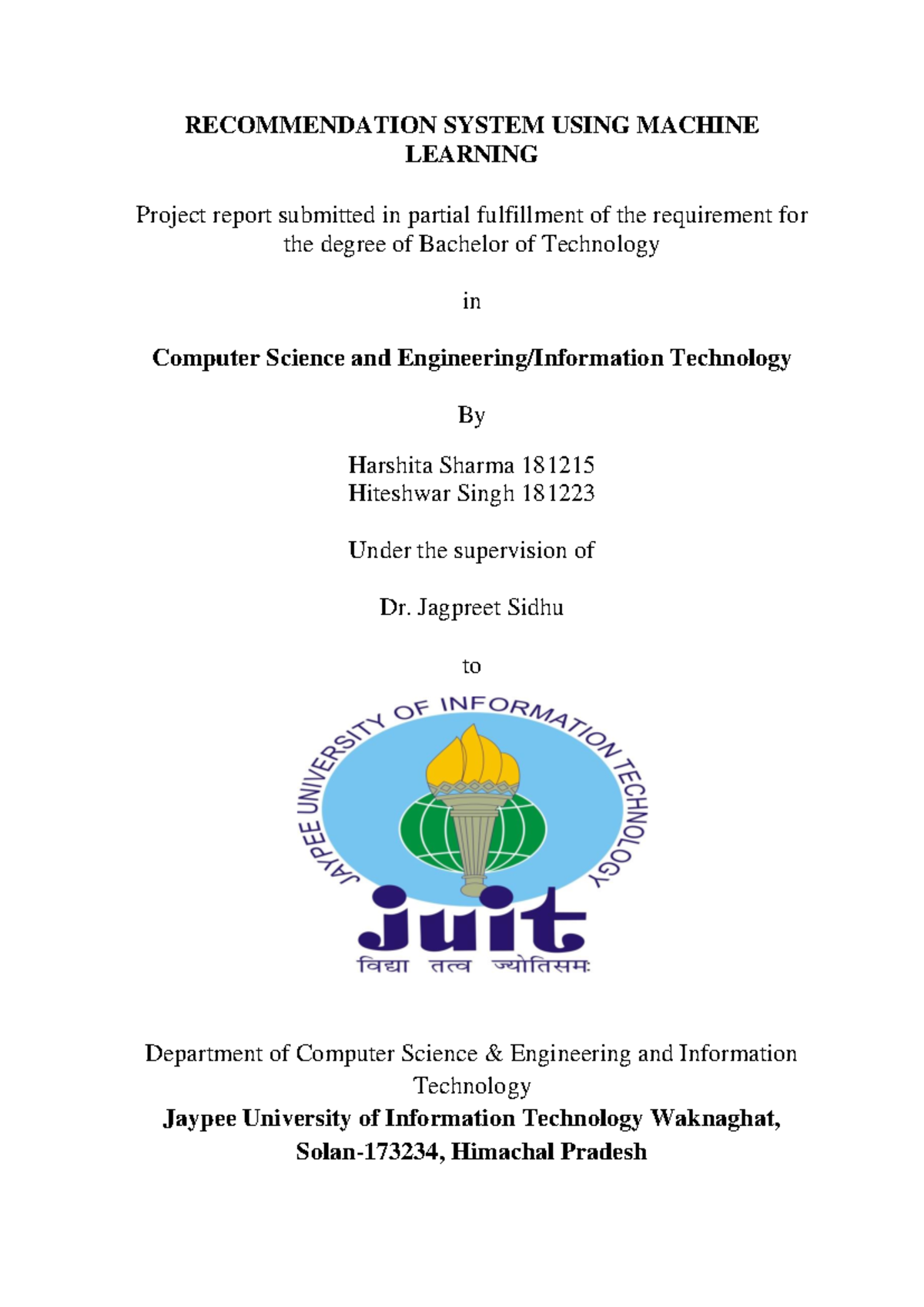 Recommendation System Using Machine Learning - RECOMMENDATION SYSTEM ...